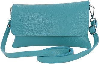 modamoda.de T226 - ital. Embrayage Umhängetasche Klein Echtleder, Farbe:Türkisblau, bleu turquoise, Small