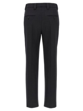 Prada Virgin Wool with Metal Brooch Detail Trousers - Black