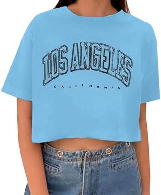 Generic Hauts courts graphiques pour femmes tendance et mignons t-shirts courts amples &agrave; manches courtes 2025 demi-chemises amples coupe d&eacute;contract&eacute;e pour fem