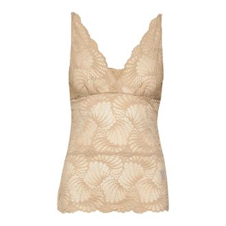 Saint Tropez Top en Dentelle F&eacute;minin avec Bretelles R&eacute;glables - Femme - Tops - Beige - Taille: 42 FR