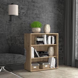 Fredriks home24 Büroregal Wisla Spanplatte, melaminbeschichtet Braun/Eiche Artisan Dekor 74 x 86cm