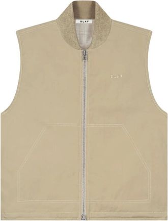 Olaf Hussein Homme, Vestes, Beige, Taille: M Gilet de travail zipp&eacute;