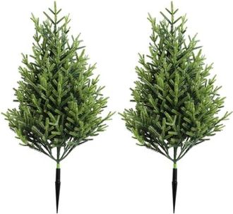 Generic Lot de 2 cypr&egrave;s topiaires artificiels de 50 cm - Plantes artificielles r&eacute;sistantes aux UV avec piquets, arbres topiaires artificiels pour ext&eacute;rieur et