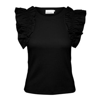 Karen by Simonsen Top mit R&uuml;schen&auml;rmeln Meteorite - - Tops - Damen - Schwarzk - S