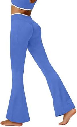 Generic Legging de yoga avec design contrast&eacute;, jambes &eacute;vas&eacute;es et taille pour femme, extensible, confortable et sportif. Pantalon de fitness pour femme 7/8, bl