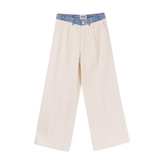 Moschino Weite beige Hose mit Denim-Bund - - Trousers - Damen - Beige - L