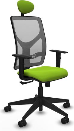 Piqueras y Crespo Stuhl mit 1D-Armlehnen, h&ouml;henverstellbare Lendenwirbelst&uuml;tze und festes Kopfteil, ausgestattet mit 3 Positionen, Grau/Pistazie