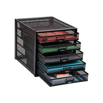 Mind Reader Network Collection, 5-Drawer File Storage, Desk Organizer Etikettenrahmen, Metallgitter, Mehrzweck, Metall, Schwarz 5 Schubladen