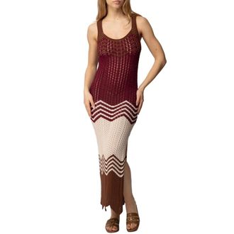Akep H&auml;kelstrick-Midikleid mit Chevron-Details - - Dresses - Damen - Mehrfarbig - XS