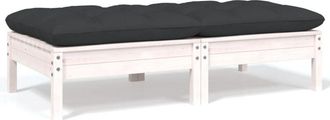 vidaXL 2-Sitzer-Gartensofa mit Kissen Wei&szlig; Massivholz Kiefer - Vidaxl