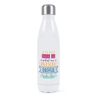 Gift Base This Is What an Awesome Treiber Sieht aus wie Doppelwand Wasserflasche Isoliert Edelstahl Sports Getränke 500ml Weiß