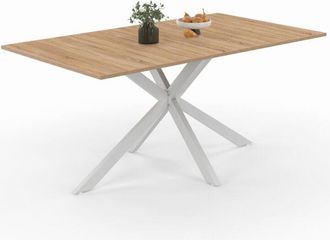 IDMarket Rechteckiger Esstisch ALIX 8 Personen Spinnenfuß Holz und Weiß 160 cm