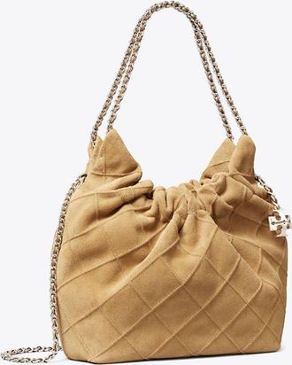 Tory Burch Damen Mini Fleming Hobo Bag aus weichem Wildleder