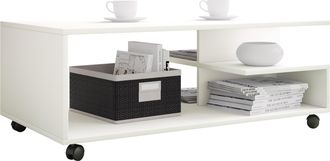 VCM Holz Couchtisch | Sofatisch mit praktischen Rollen | Wohnzimmertisch rollbar | H. 40 x B. 100 x T. 50 cm | Kaffeetisch Stango XL