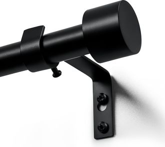 Deconovo Gardinenstange ausziehbar 76-212 cm, &Oslash;19 mm 3/4 Zoll, Schwarz, Teleskop Vorhangstange aus Metall, stabil und rostfrei, inklusive Montagezubeh&ouml;r, f&uuml;r W