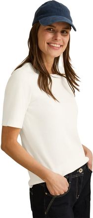 Cecil Damen B322914 Basic RIPP-Struktur T-Shirt, Vanilla White, X-Large