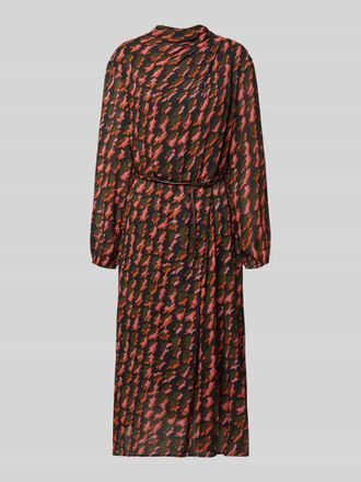 Marc Cain Midikleid im Allover-Look mit Stehkragen und G&uuml;rtel