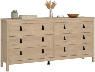 Dmora Kommode Josette, Wohnzimmerbuffet, Wohnzimmer-Sideboard, Moderne K&uuml;chen-Speisekammer, 160x38 h80 cm, Eiche