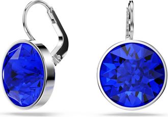 Swarovski Bella Drop-Ohrhänger, Rundschliff, Blau, Rhodiniert