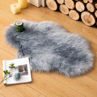 Miulee Faux Fell Teppich Flauschig Weiche Warm Modern Bodenmatte Sofa Matte Kunstfell Dekofell Unregelmäßig Bettvorleger Wolle Longhair Optik Gemütliches 60x