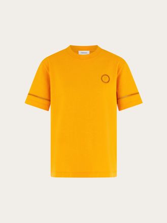 Ferragamo Damen T-Shirt mit Ajour-Stickerei Orange