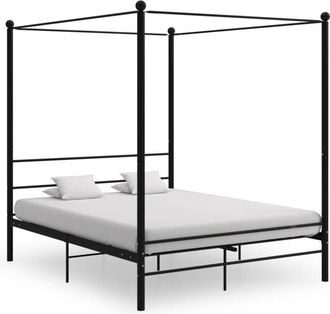 vidaXL Cadre de lit &agrave; baldaquin sans matelas noir 160x200 cm m&eacute;tal Vidaxl