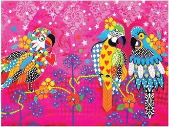 Maxwell & Williams Love Hearts Geschirrtuch mit Vogel Design, Geschirhandtuch 100% Baumwolle, Rosa, 50 x 70 cm, K&uuml;chentuch, Sp&uuml;ltuch, Abtockent&uuml;cher