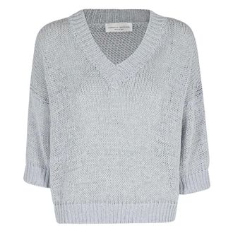Roberto Collina Femme, Pulls, Gris, Taille: 36 FR Pull col V