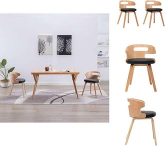 vidaXL Vidaxl - Esszimmerst&uuml;hle 2 Stk. Schwarz Bugholz und Kunstleder - Esszimmerst&uuml;hle - K&uuml;chenst&uuml;hle - St&uuml;hle Schwarz - Schwarze St&uuml;hle - Bugholzm&ouml;bel