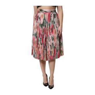 Dolce & Gabbana Blumiger Plissierter Midi-Rock - - Skirts - Damen - Mehrfarbig - XS