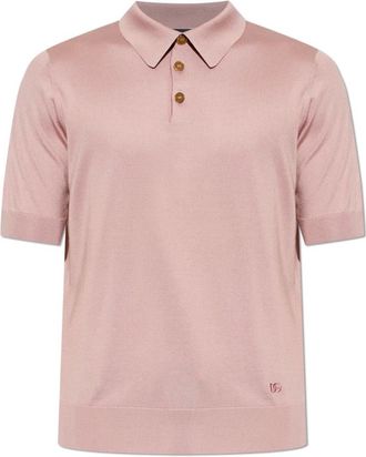 Dolce & Gabbana Homme, Tops, Rose, Taille: L Polo en soie avec logo brod&eacute;
