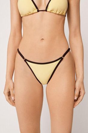 Calzedonia Thong-bikini Mit Kontrastpaspel Schwarz