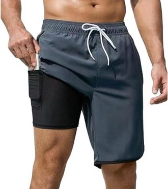 Generic HUIWDP Short de bain d&eacute;t&eacute; tendance en polyester pour homme S&eacute;chage rapide Taille &eacute;lastique Pantalon de plage Traje De Ba&ntilde;o, A23, 3XL