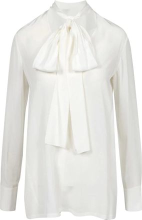 Sportmax Femme, Blouses et Chemises, Blanc, Taille: 38 FR Elleni Blouse en Soie avec Ceinture