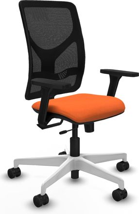 Piqueras y Crespo Arbeitsbankstuhl mit 3D-Armen, h&ouml;henverstellbare Lendenwirbelst&uuml;tze, ausgestattet mit Syncro/Traslack und Schneidschaum, mit Rollen 65 mm, Nylon, Schw