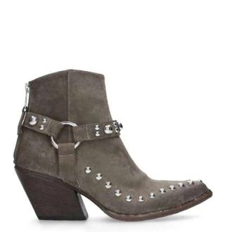 Elena Iachi Texano Sand Wildleder Cowboy Stiefel - - Shoes - Damen - Grau - 36 EU