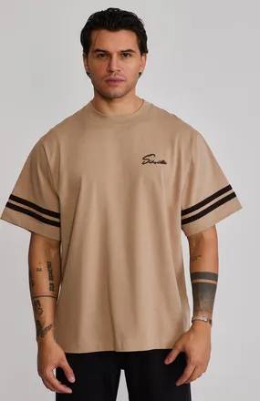 Siksilk Herren Beige Script T-Shirt XXL
