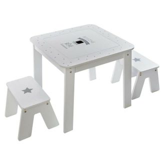 Atmosphera Atmosphera - Ensemble table + 2 tabourets enfant blanc gris Dream