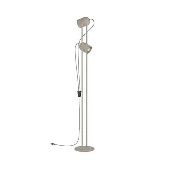 Eglo Stehlampe Tilston, Lampe Wohnzimmer, Standleuchte mit 2 schwenkbaren Spots, Leselampe aus Stahl in Sandfarben, E14 Fassung, 142,5 cm