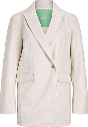 Jack & Jones Womens JXMARY Faux Leather Blazer, Seedpearl, M
