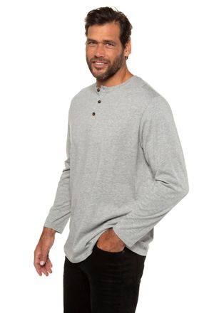 JP1880 Herren große Größen Übergrößen Menswear L-8XL bis 8XL, Langarm-Shirt, Henley, Knopfleiste, Rundhalsausschnitt, grau Melange L 702555123-L