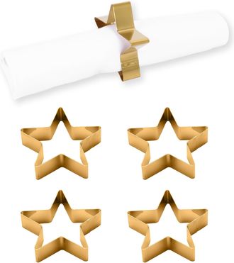 Echtwerk Echtwerk Serviettenring-Set aus Edelstahl, Stern-Design, Serviettenhalter, Serviettenschnallen, Universal, Tischdekoration f&uuml;r Hochzeiten, 7 x 3 cm, G
