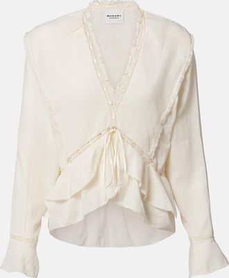 Isabel Marant Top Damienne en coton et lin m&eacute;lang&eacute;s