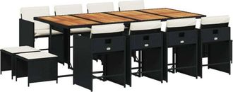 vidaXL Ensemble &agrave; manger de jardin 13 pcs coussins noir r&eacute;sine tress&eacute;e vidaXL