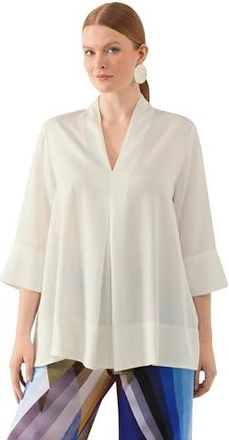 Ulla Popken Tunique à col Calice, Blanc Neige, 52-54 Femme