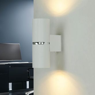 Licht-Erlebnisse Wandlampe innen Up down H: 15 cm B: 5,5 cm klein schmal 2-flammig Weiß Chrom GU10 indirekte Wandleuchte Treppe Flur Beleuchtung Wohnzimmer