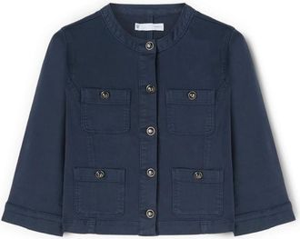 Motivi Femme, Vestes, Bleu, Taille: 34 FR Veste en drill de coton m&eacute;lang&eacute;