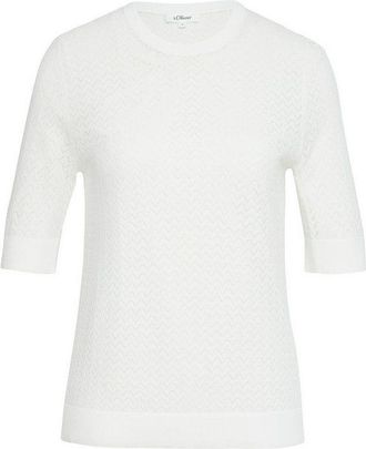 s.Oliver Kurzarmpullover Strickpullover Transparenter Feinstrickpullover mit Lochmuster aus Viskosemix