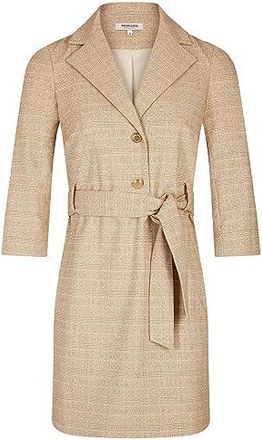 Morgan Robe droite ceintur&eacute;e &agrave; carreaux Beige