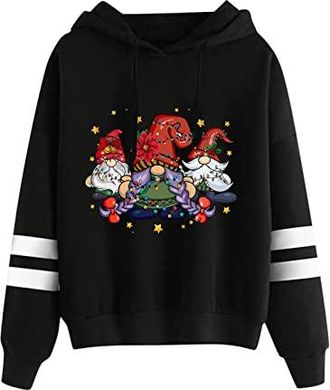 Generic Pull De Noel Femme Pull Noel Femme Sweat Noel Coupe Cool Confortable Sweat Capuche Nain Imprimé Manches Longues Loose Décontracté Casual